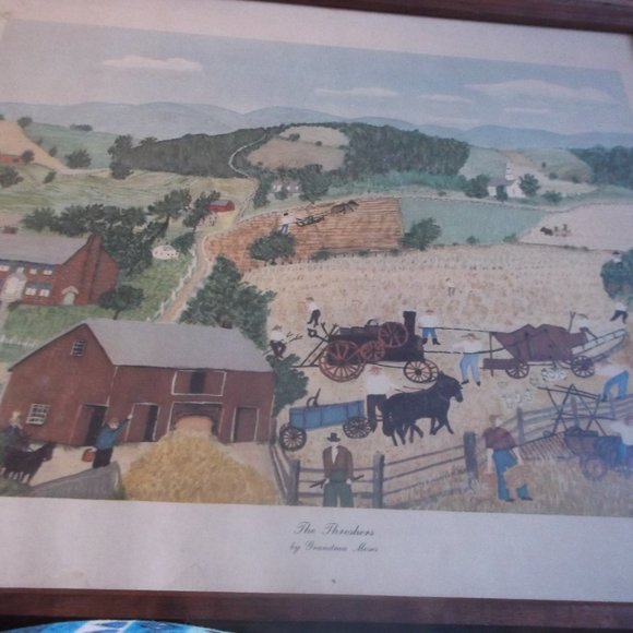 grandma moses | Accents | Vintaged Framed In Glass Grandma Moses Prints ...